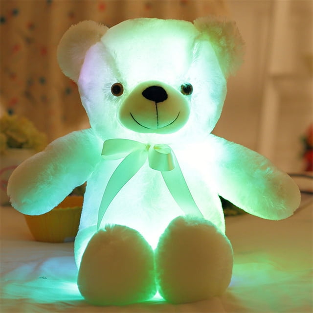 HUIJZG LED Cartoon Teddy Bear Plush Doll Night Light Up Stuffed Animal ...