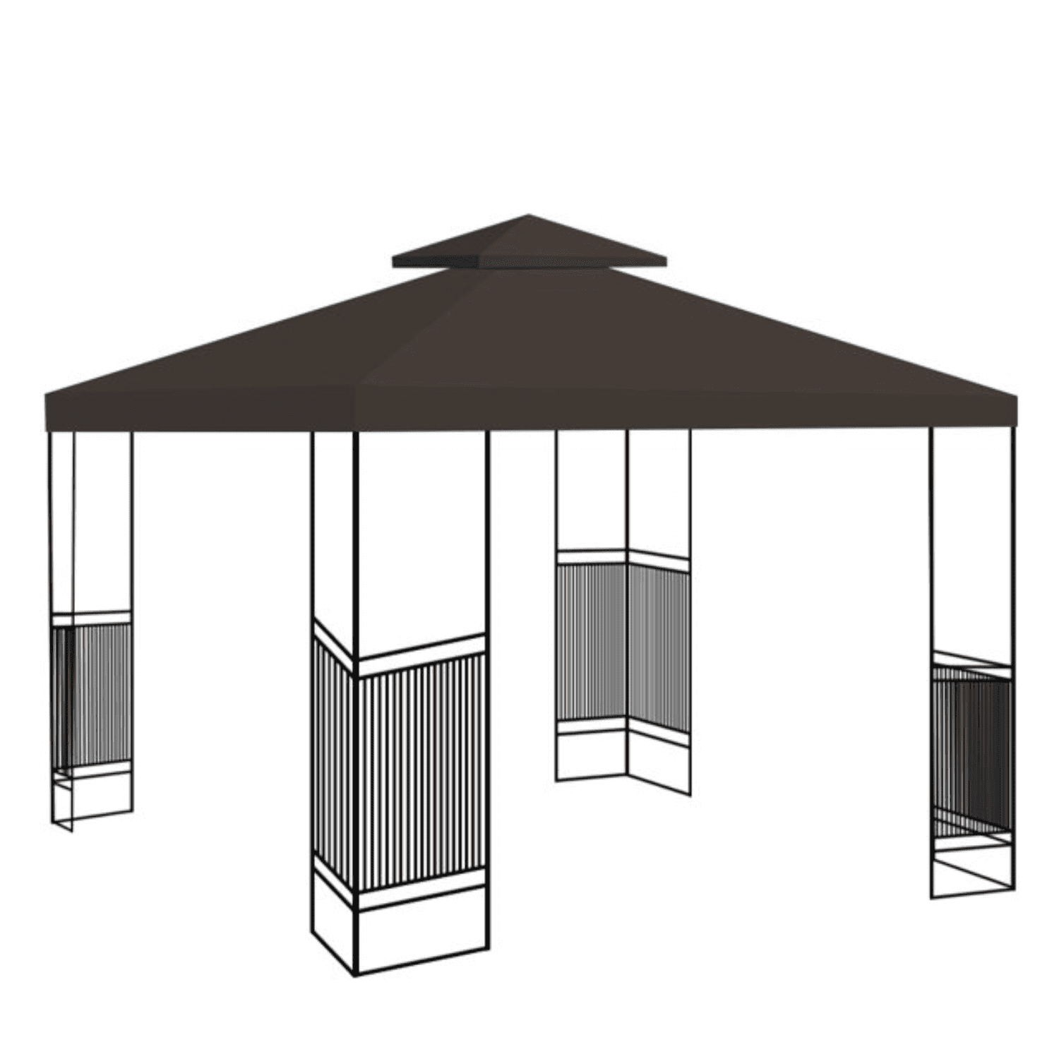 HUIMART 10' Gazebo Canopy Replacement 2-Tier Canopy Top Garden Yard ...