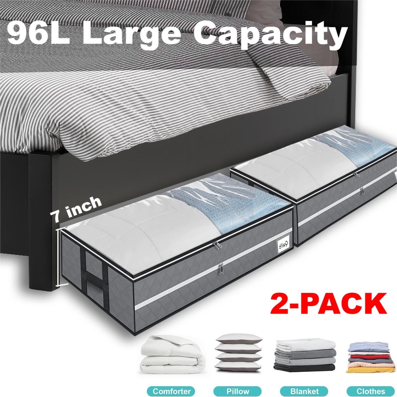 HUIMART 2-Pack 96L Under Bed Storage Containers, Foldable Bedroom ...