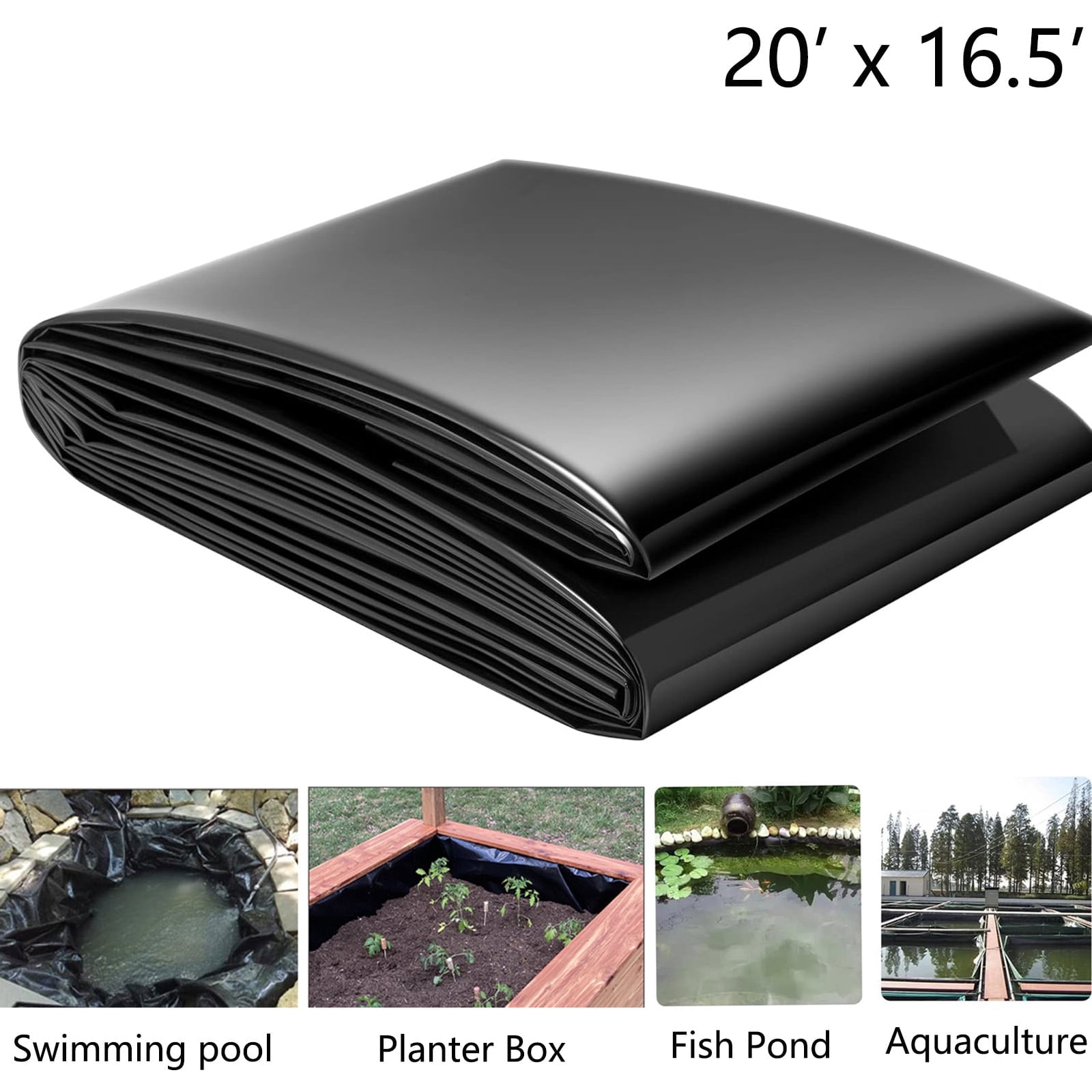HUIMART 20 x 16.5 FT Pond Liner, 10 Mil HDPE Liner for Outdoor Ponds ...
