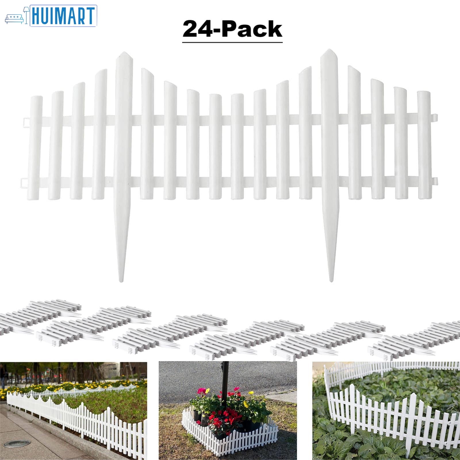 HUIMART White Plastic Garden Border Edging, 24 Count - Walmart.com