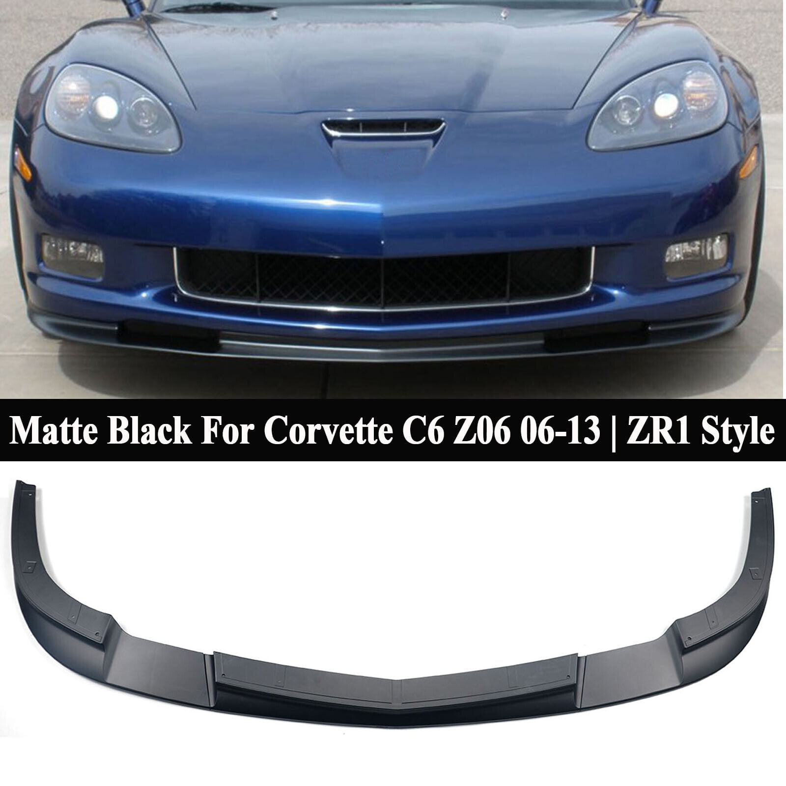 HUIMART 3-Piece Front Bumper Lip for Corvette C6 Z06 2006-2013 ZR1 ...