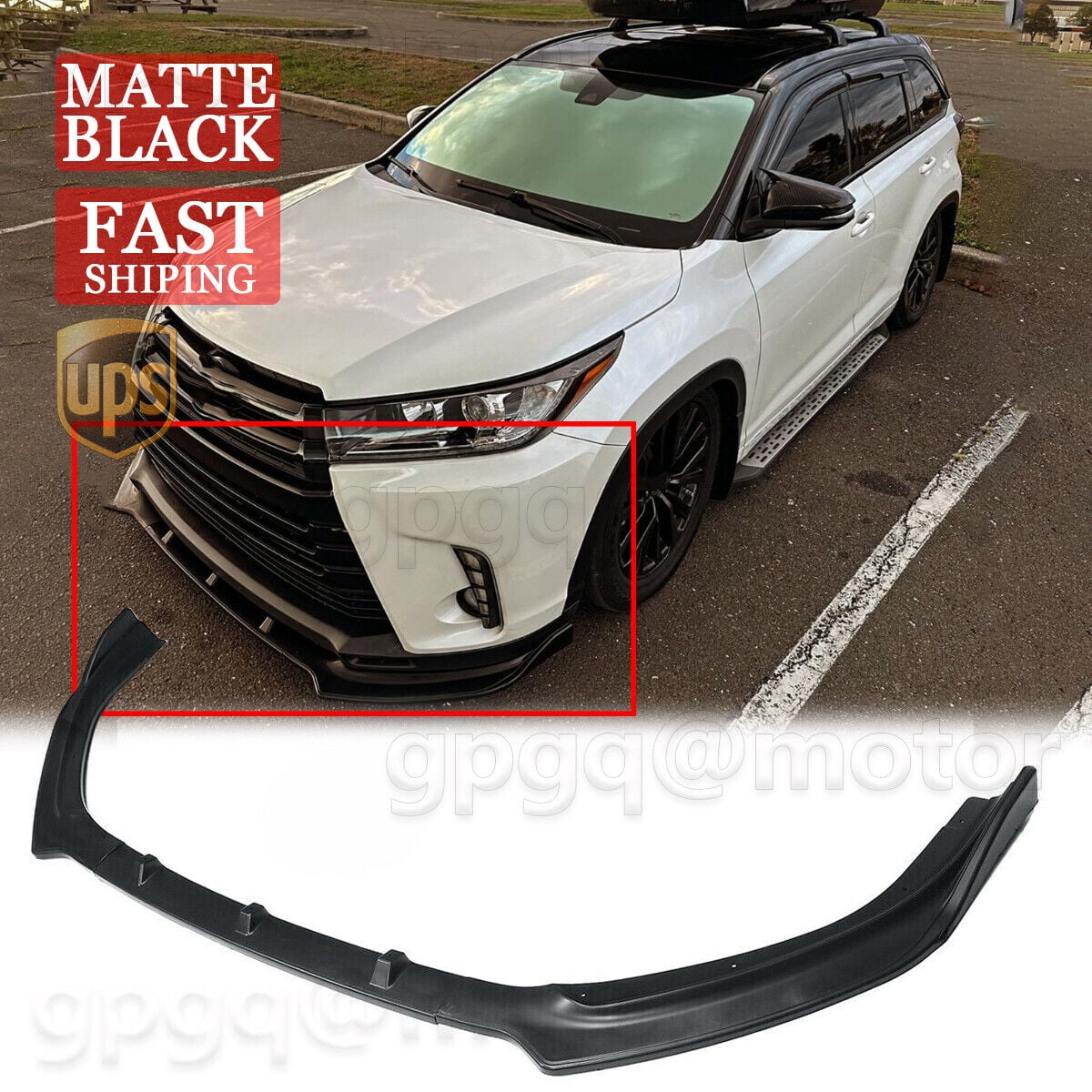 HUIMART 3-Piece Front Bumper Lip for Toyota Highlander 2017-2019 ...