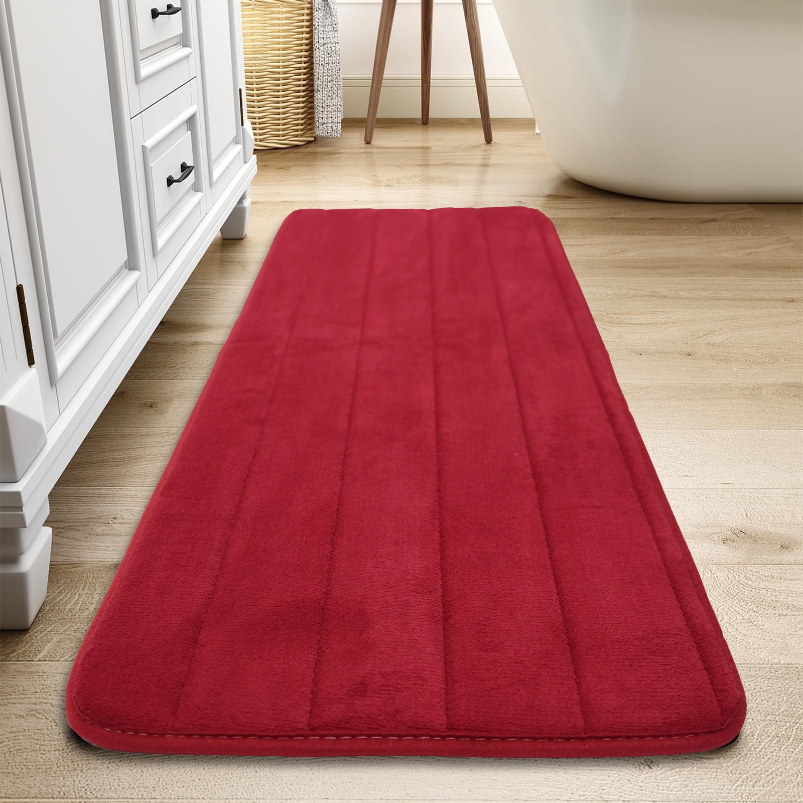 "HUIMART 47"" x 16"" Long Non-Slip Fast Dry Skid Resistant Red Bathroom ...