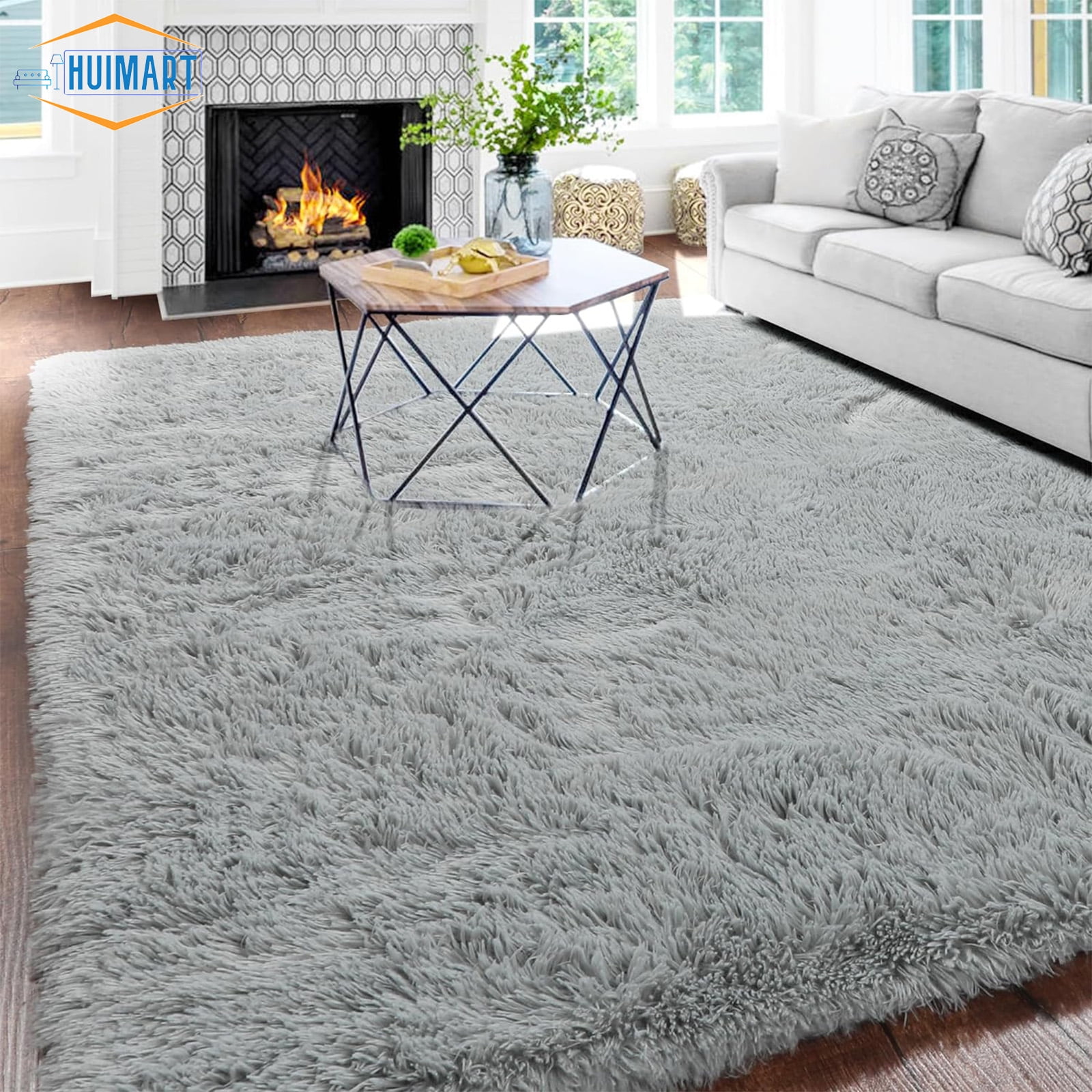 HUIMART Plush 5x7ft Big Size Area Rugs, Soft Fluffy Carpet for Bedroom ...
