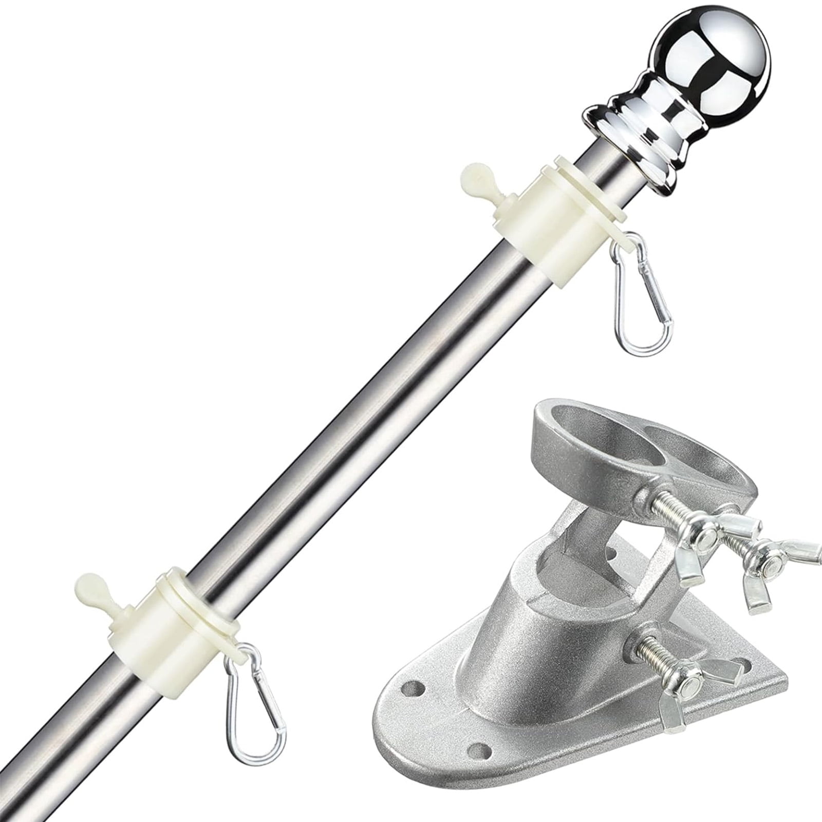 HUIMART 6 ft Wall Mount Stainless Steel Telescoping Flagpoles with ...