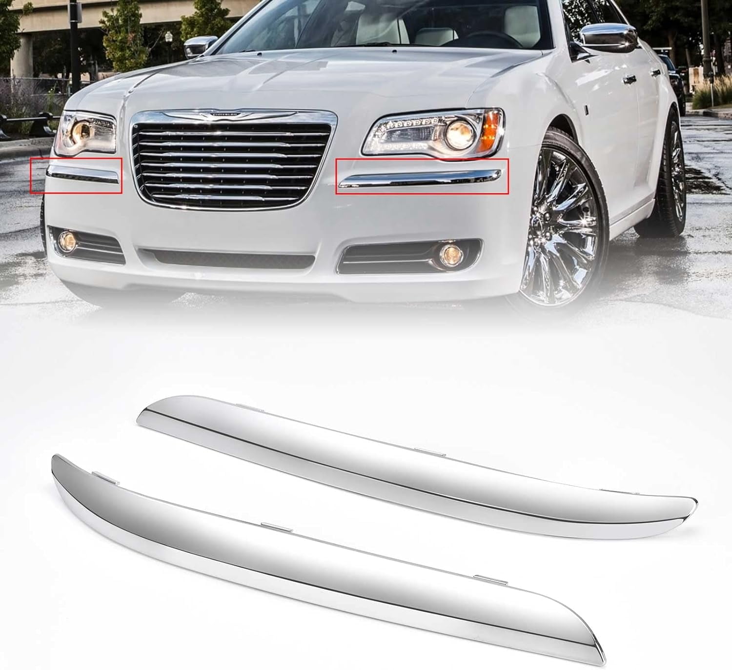 HUIMART Front Bumper Molding Trim Chrome Compatible with Chrysler 300 2011 2012 2013 2014 Left and Right Side Bumper Cover Molding Replaces CH1046103 CH1047103 68127941AB 68127940AB Walmart