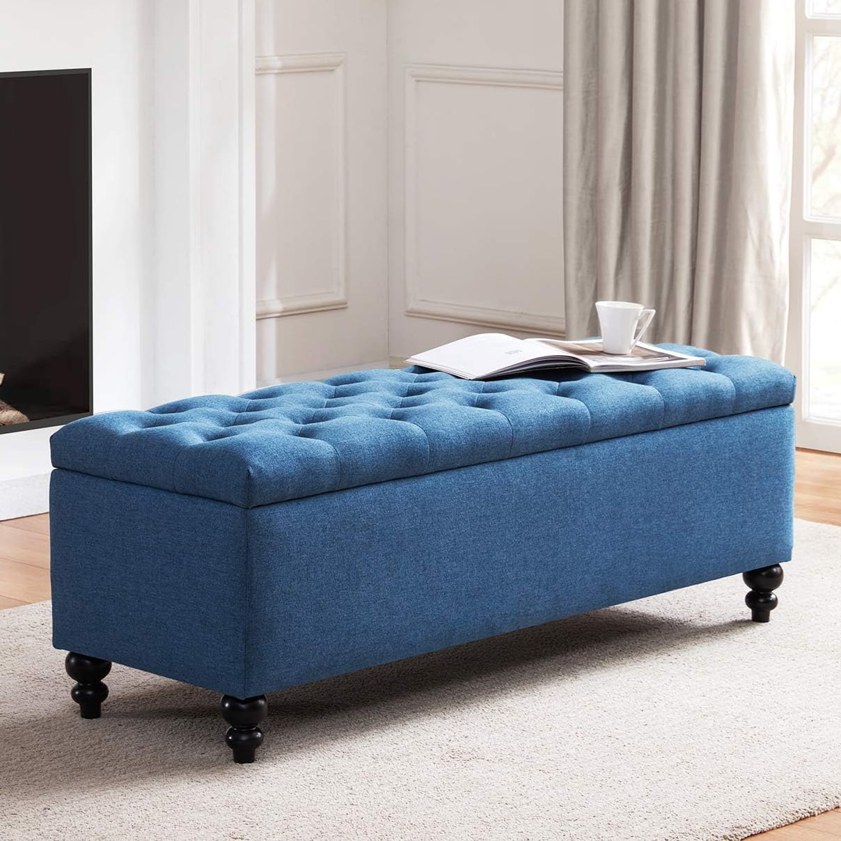 Huimo 51 Ottoman With Storage Large Storage Ottoman Bench With Button