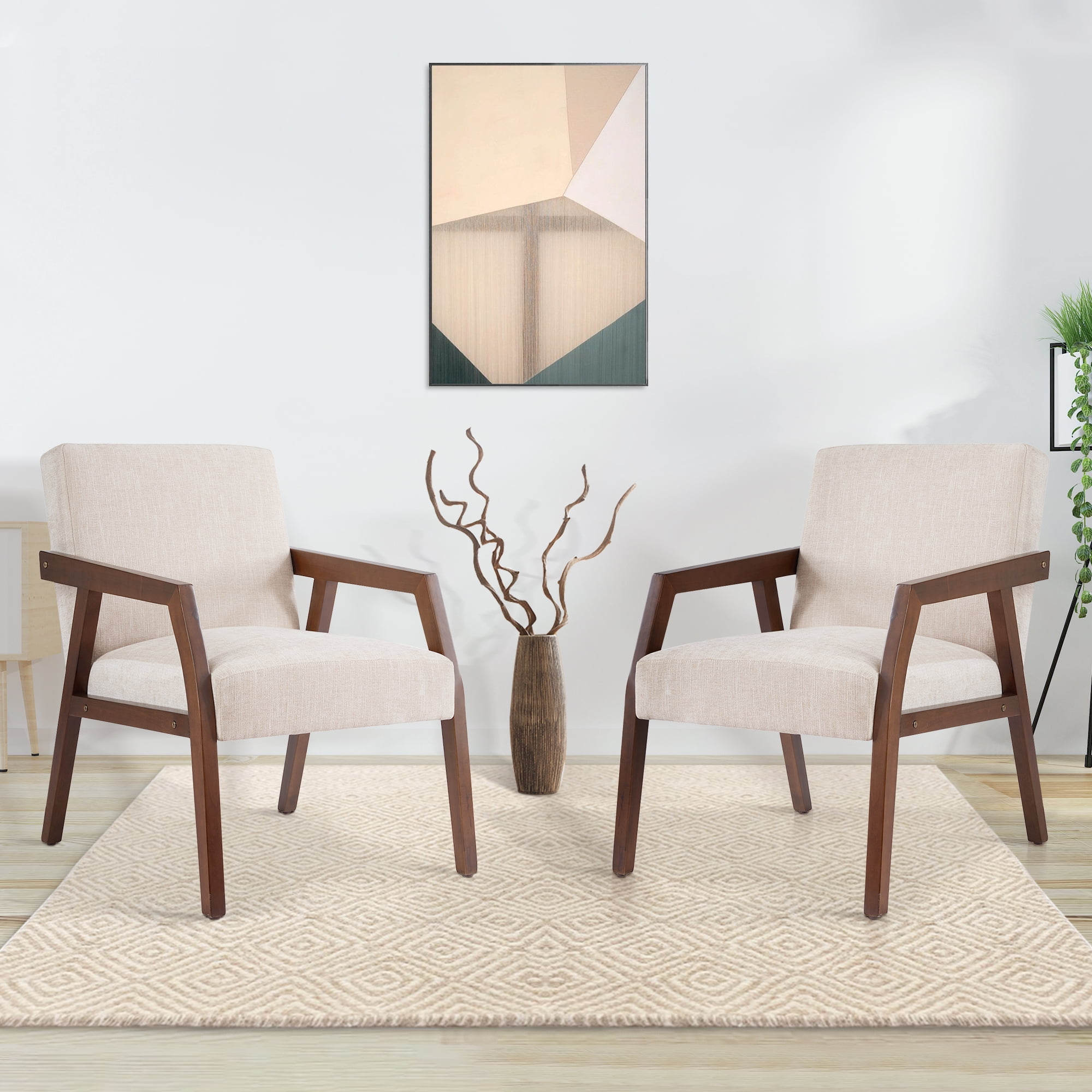 HUIMO Accent Chair Set of 2, Mid-Century Modern Chair Upholstered Lounge Chair for Living Room ...