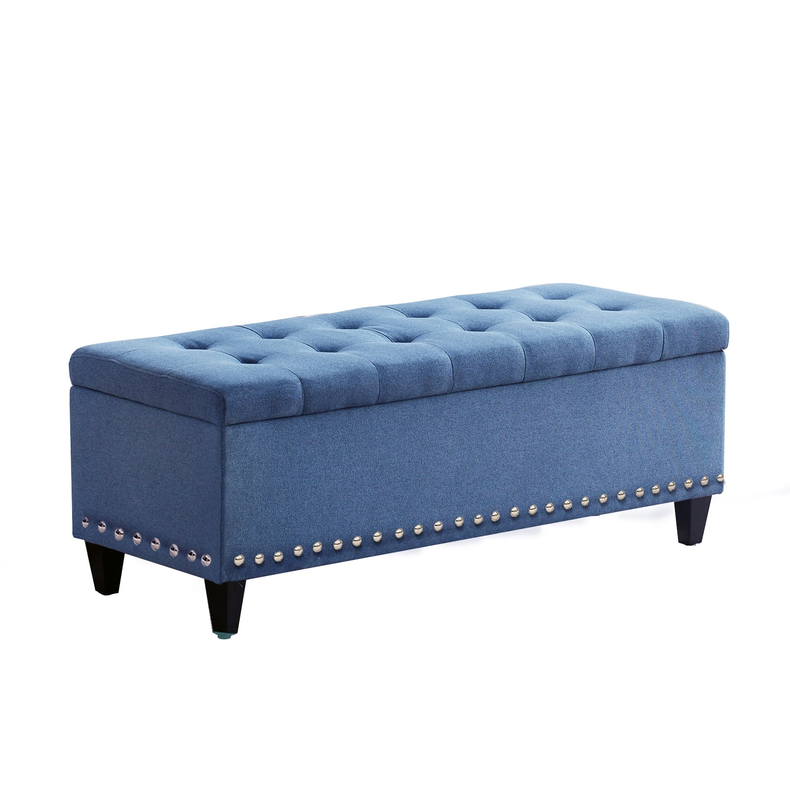 Huimo 41 Inch Upholstered Ottoman Button Tufted With Safety Hinge