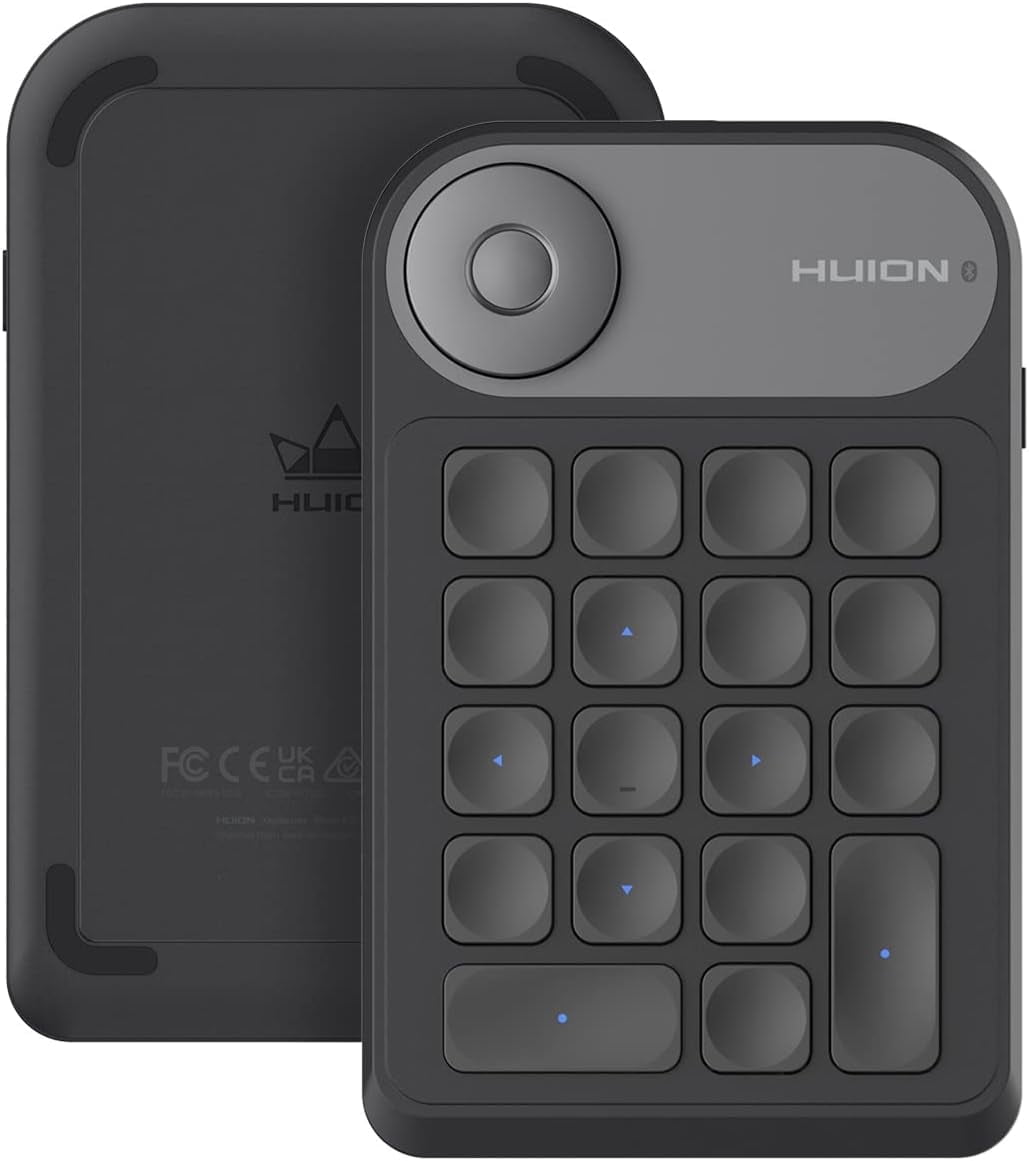 HUION Keydial Mini Bluetooth Programmable Keypad with Dial 5 Keys Anti ...