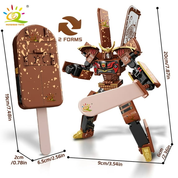 HUIQIBAO 2-In-1 Transformable Ice Cream Robot Toy Set, Collectible ...