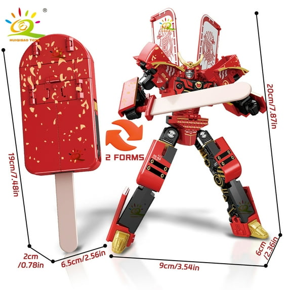 HUIQIBAO 2-In-1 Transformable Ice Cream Robot Toy Set, Collectible ...