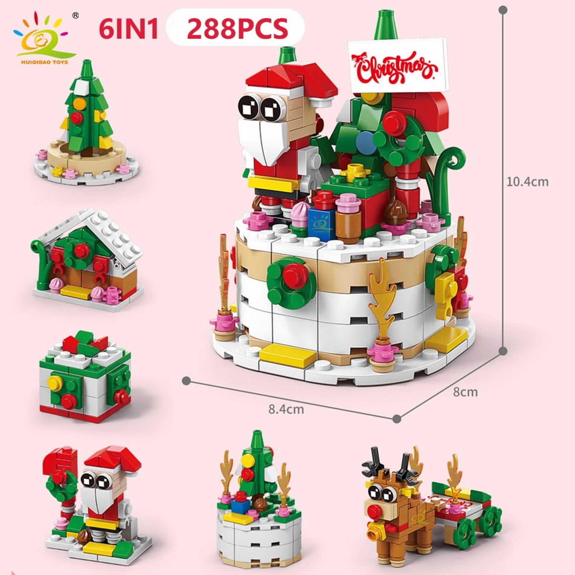 HUIQIBAO 6IN1 Christmas Elk Deer Santa Claus Building Blocks City Snow ...