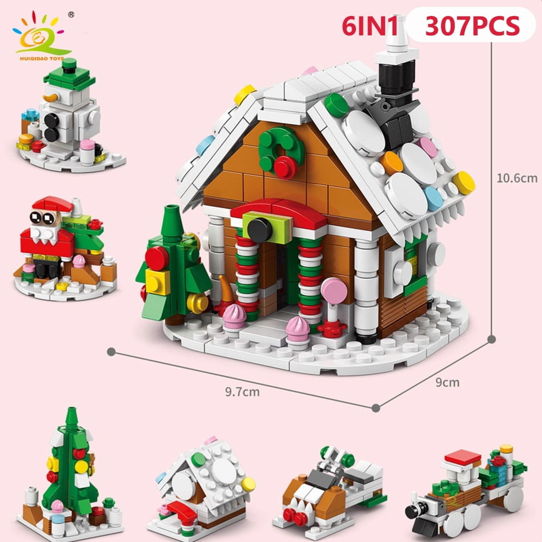 HUIQIBAO 6IN1 Christmas Elk Deer Santa Claus Building Blocks City Snow ...