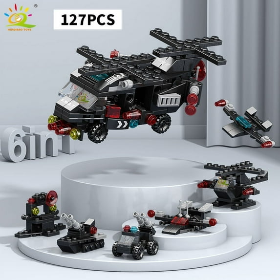 HUIQIBAO 6IN1 City Engineering Car Police Truck Building Blocks Tank ...