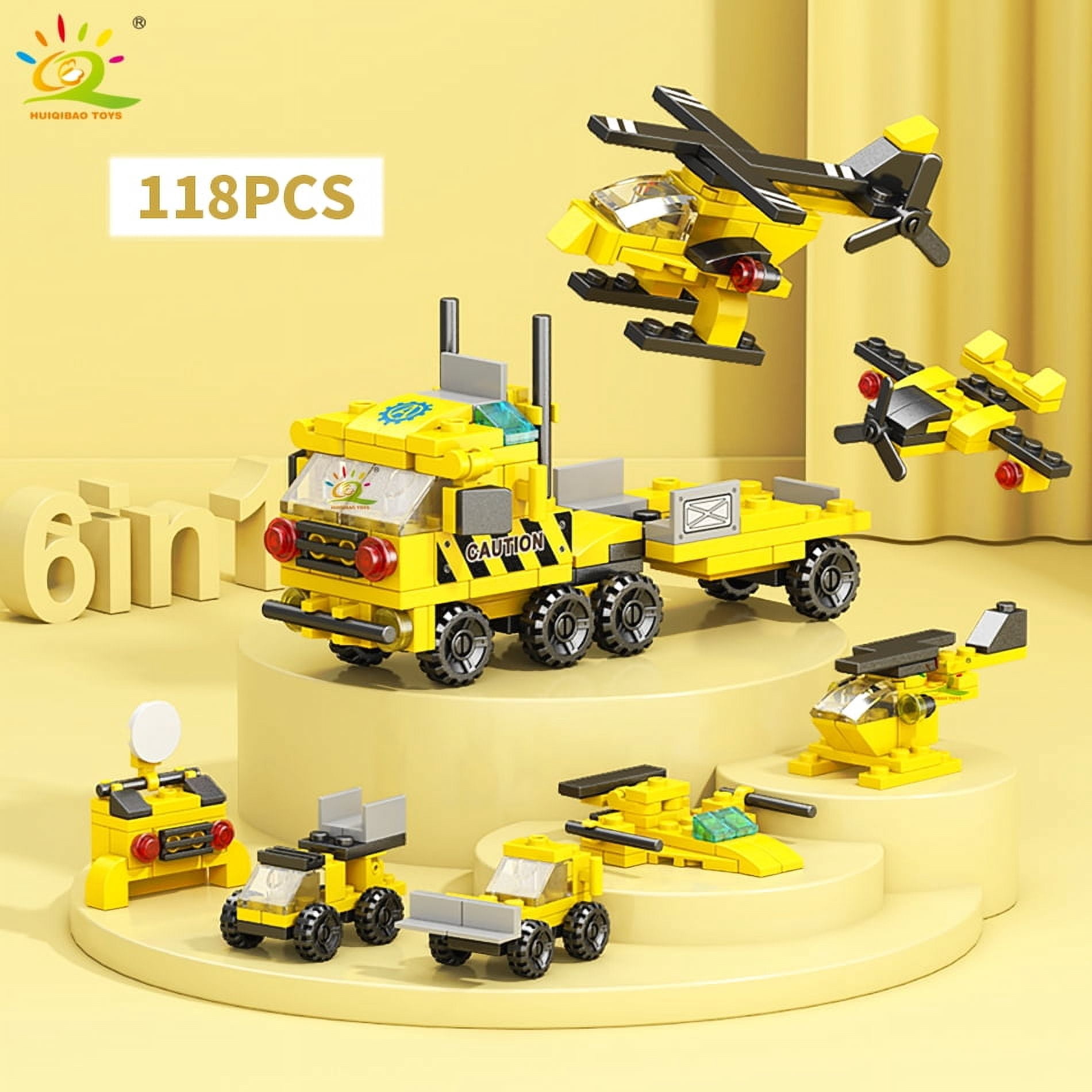 HUIQIBAO 6IN1 City Engineering Car Police Truck Building Blocks Tank ...