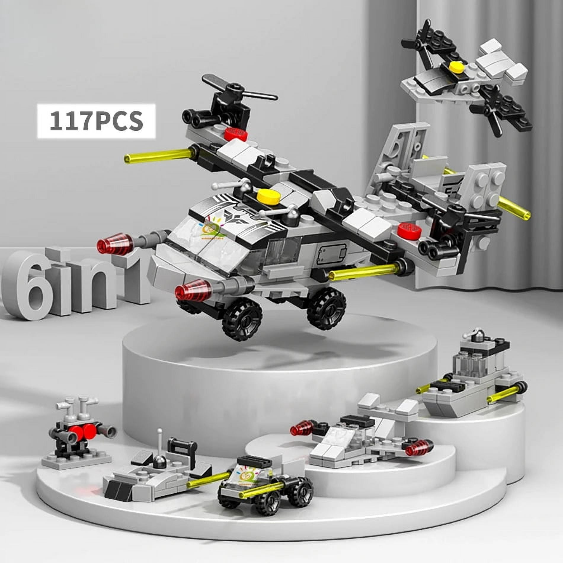 6IN1 City Engineering Car Police Truck Building Blocks Tank Helicopter ...