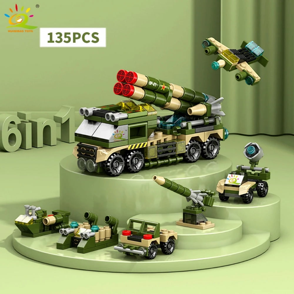 HUIQIBAO 6IN1 City Engineering Car Police Truck Building Blocks Tank ...