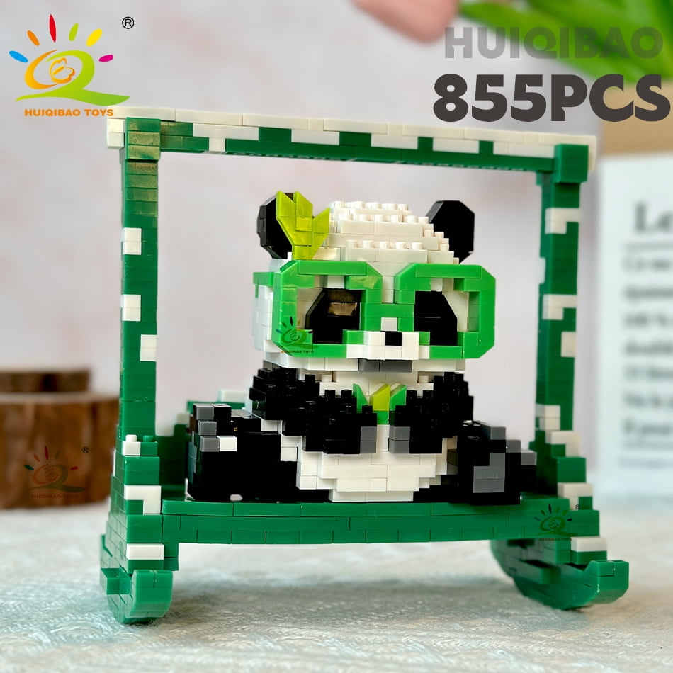 HUIQIBAO DIY Cute Panda Shape Micro Model Building Blocks Set City ...