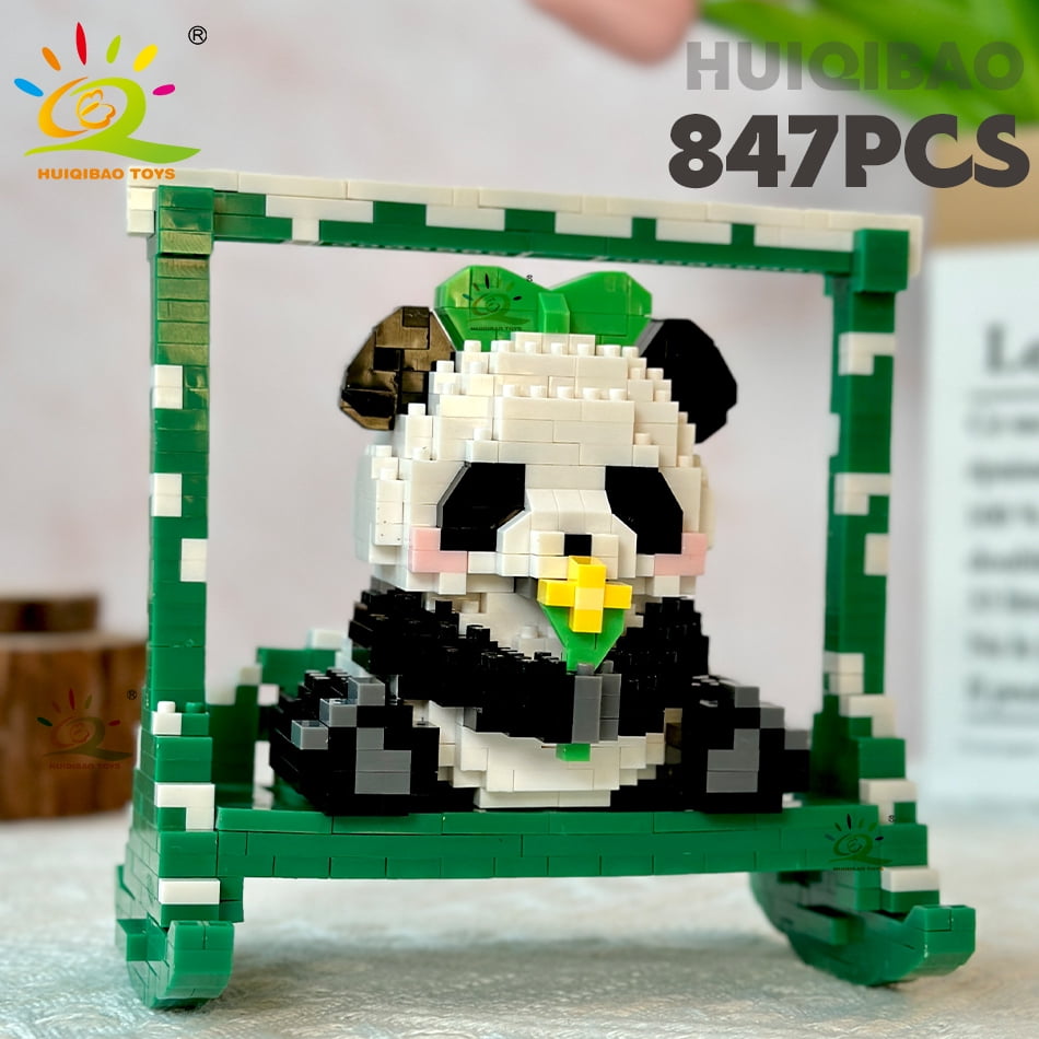 HUIQIBAO DIY Cute Panda Shape Micro Model Building Blocks Set City ...