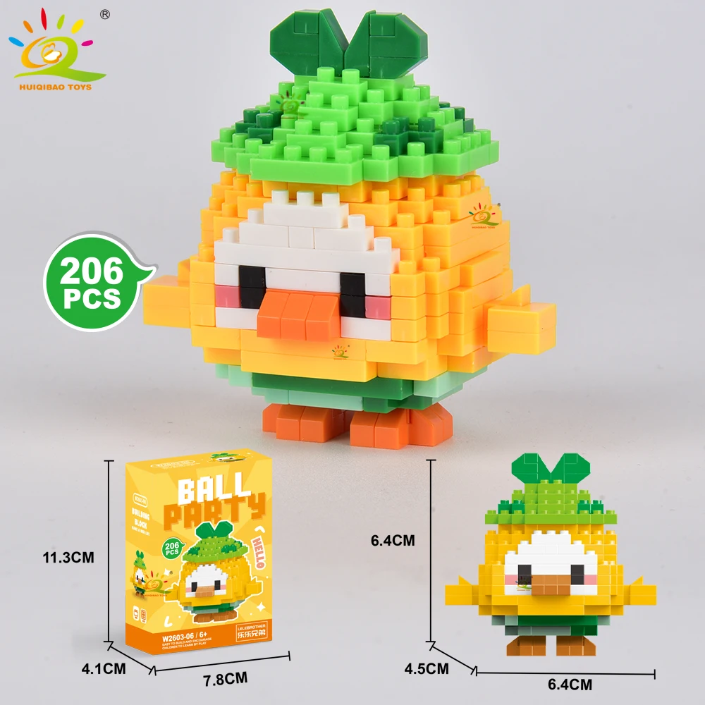 HUIQIBAO MOC Animal Micro Building Block Mini Cute 3D Diamond Model ...