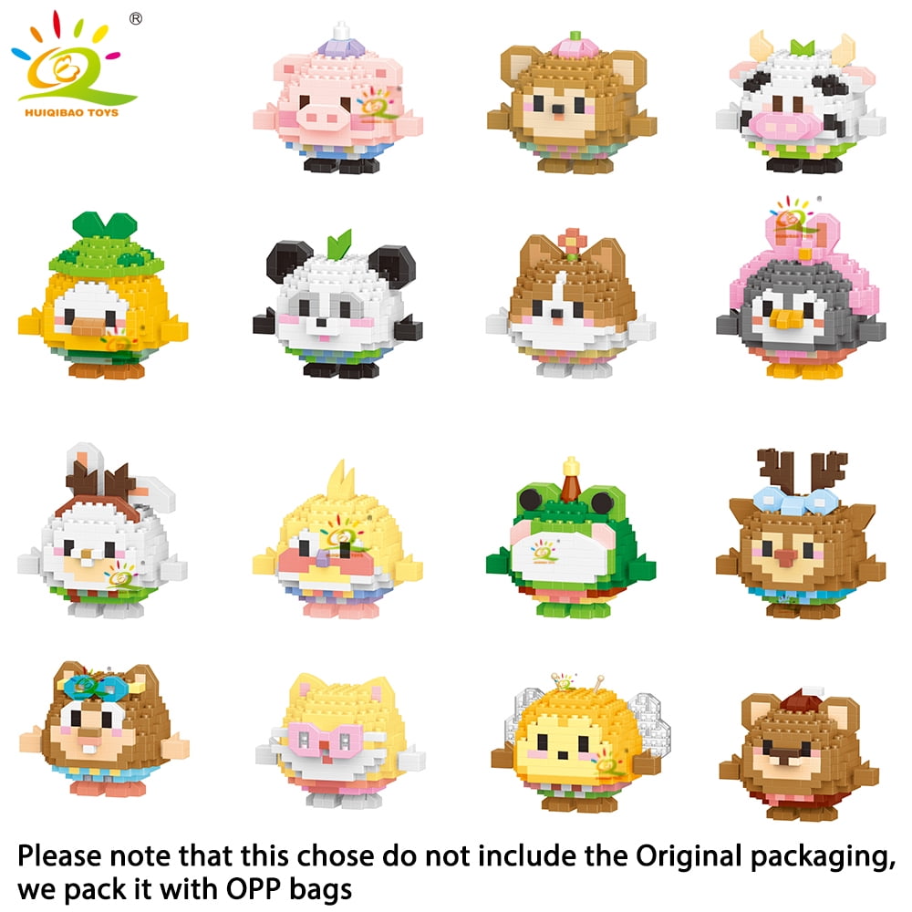HUIQIBAO MOC Animal Micro Building Block Mini Cute 3D Diamond Model ...