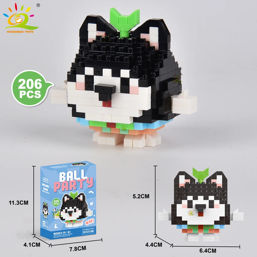 HUIQIBAO MOC Animal Micro Building Block Mini Cute 3D Diamond Model ...