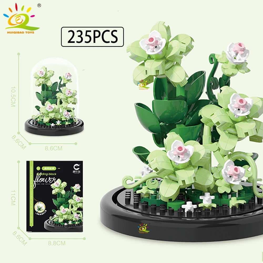HUIQIBAO MOC Eternal Bouquet Display Box Micro Building Blocks Flower ...
