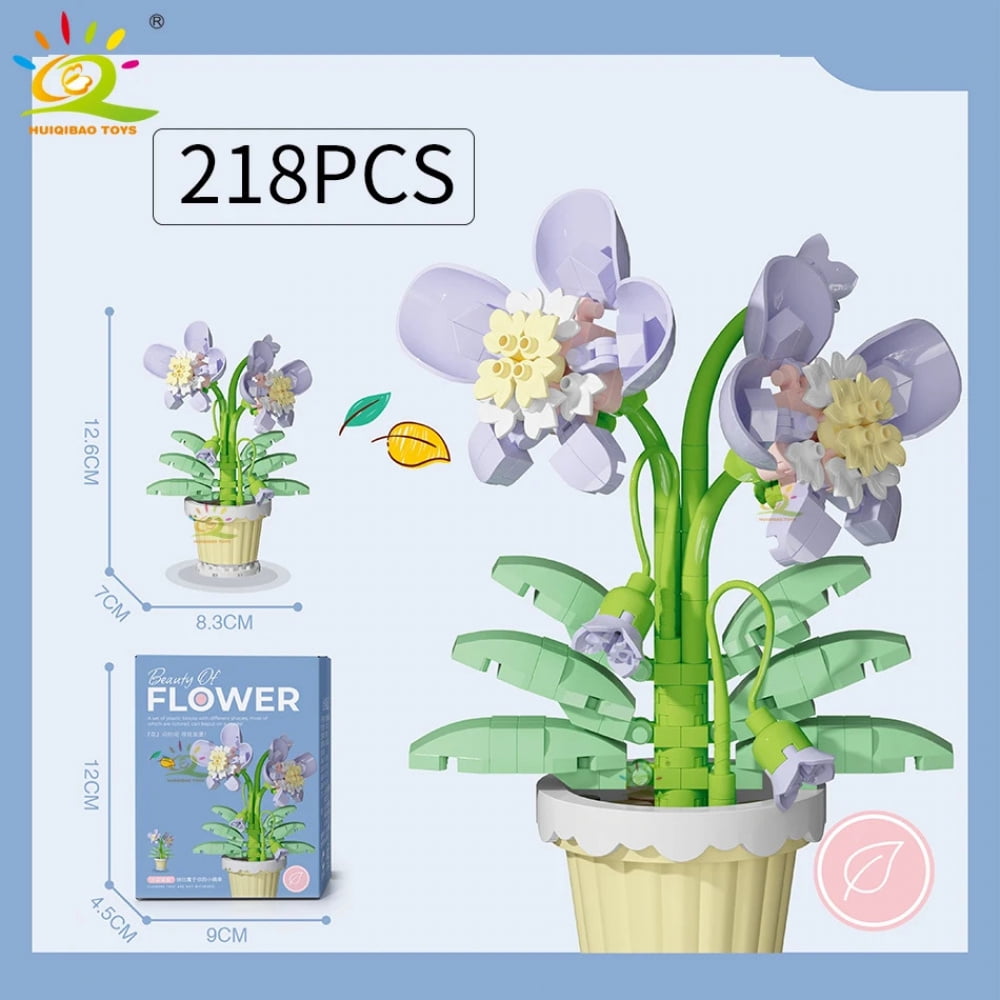 HUIQIBAO MOC Eternal Bouquet Micro Building Blocks Flower Model DIY ...