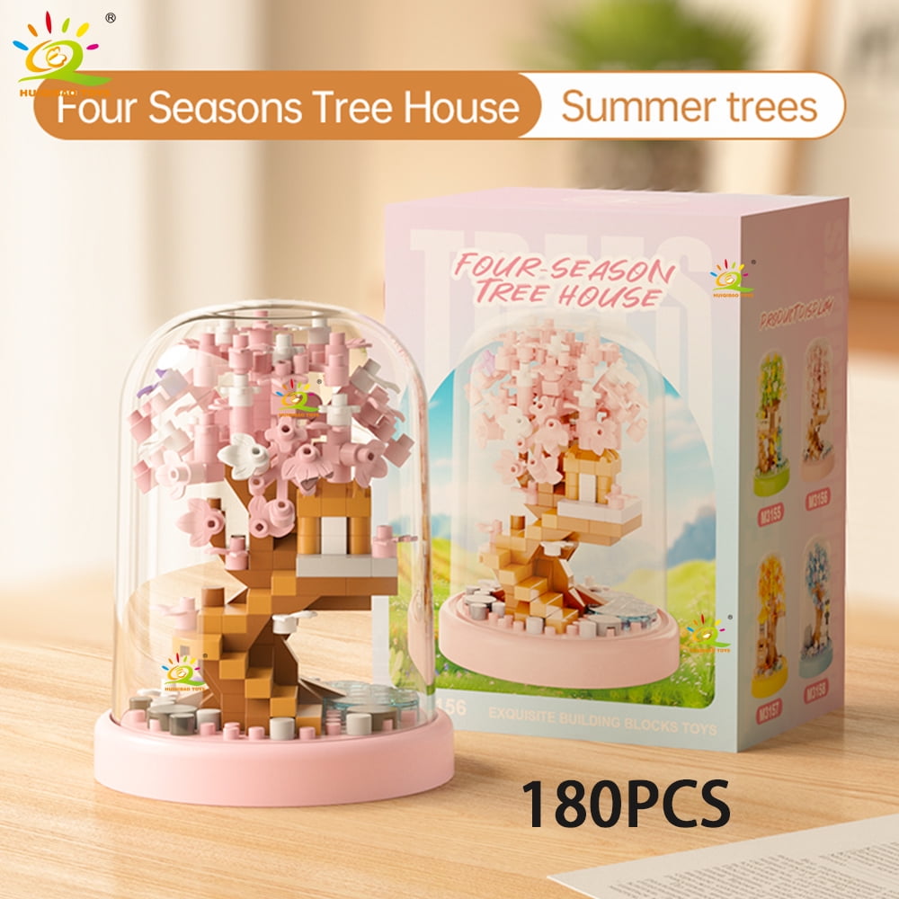 HUIQIBAO MOC Four season Mini Tree House with Display Box Model Micro ...