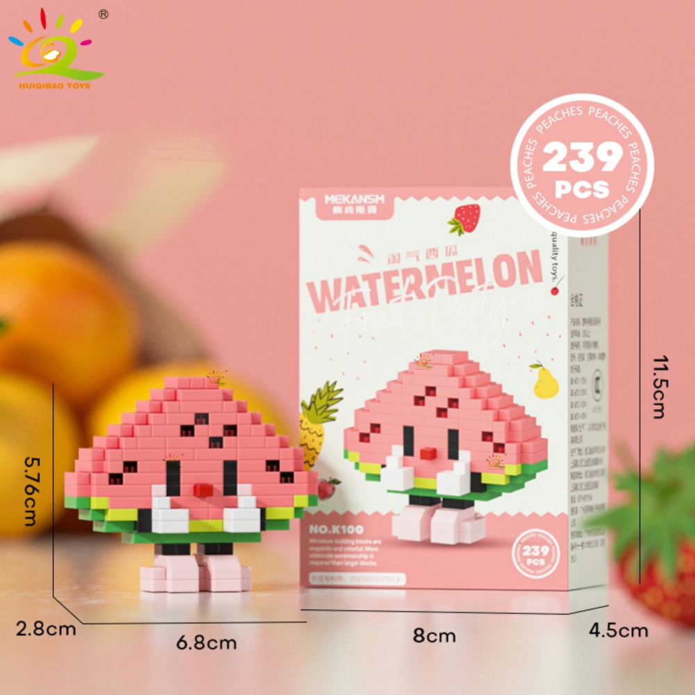 HUIQIBAO Mini Cute Delicious Fruit Micro Building Blocks 3D Diamond Model Food Bricks DIY City ...