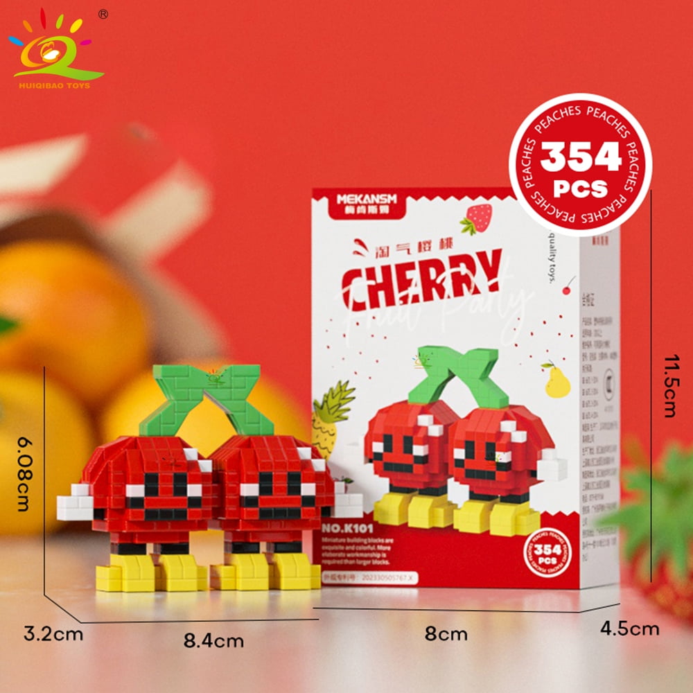 HUIQIBAO Mini Cute Delicious Fruit Micro Building Blocks 3D Diamond Model Food Bricks DIY City ...