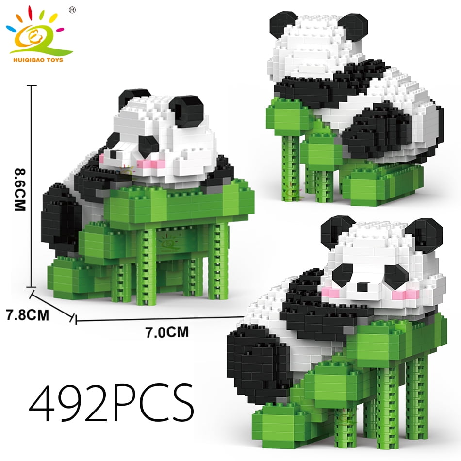 HUIQIBAO Mini Cute Panda Micro Building Blocks 3D Diamond Model Animals ...