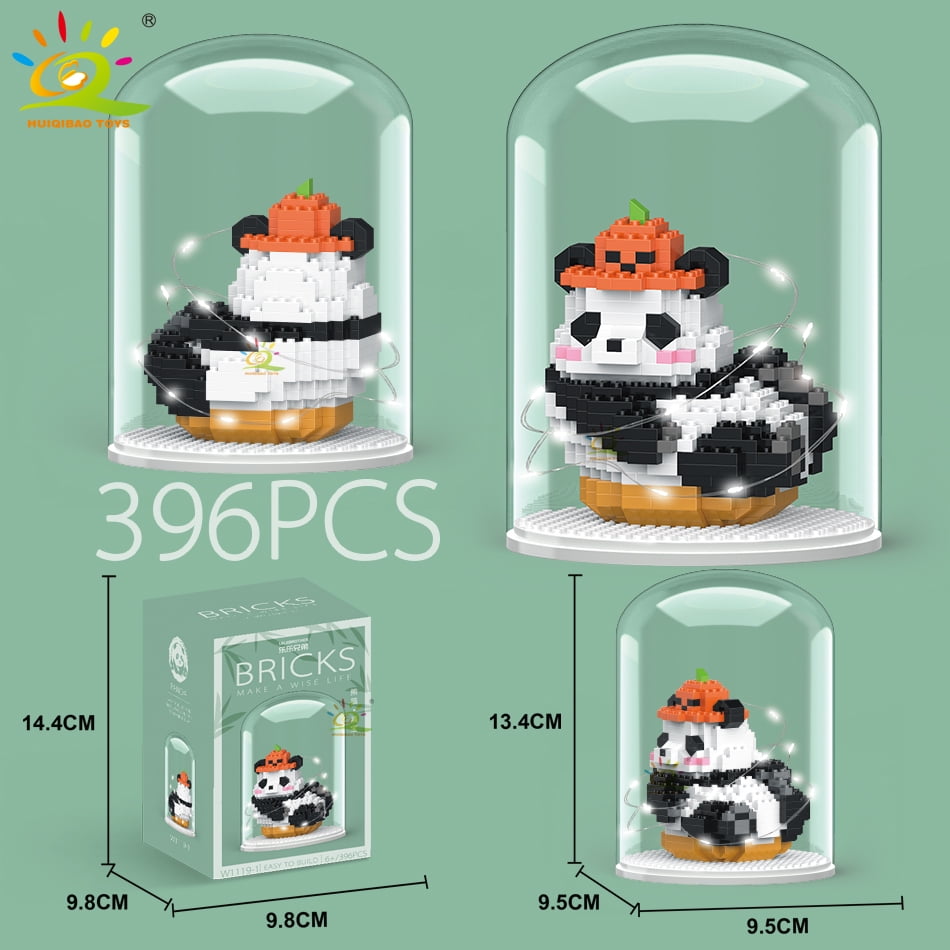 HUIQIBAO Mini Cute Panda Micro Building Blocks 3D Diamond Model Animals ...