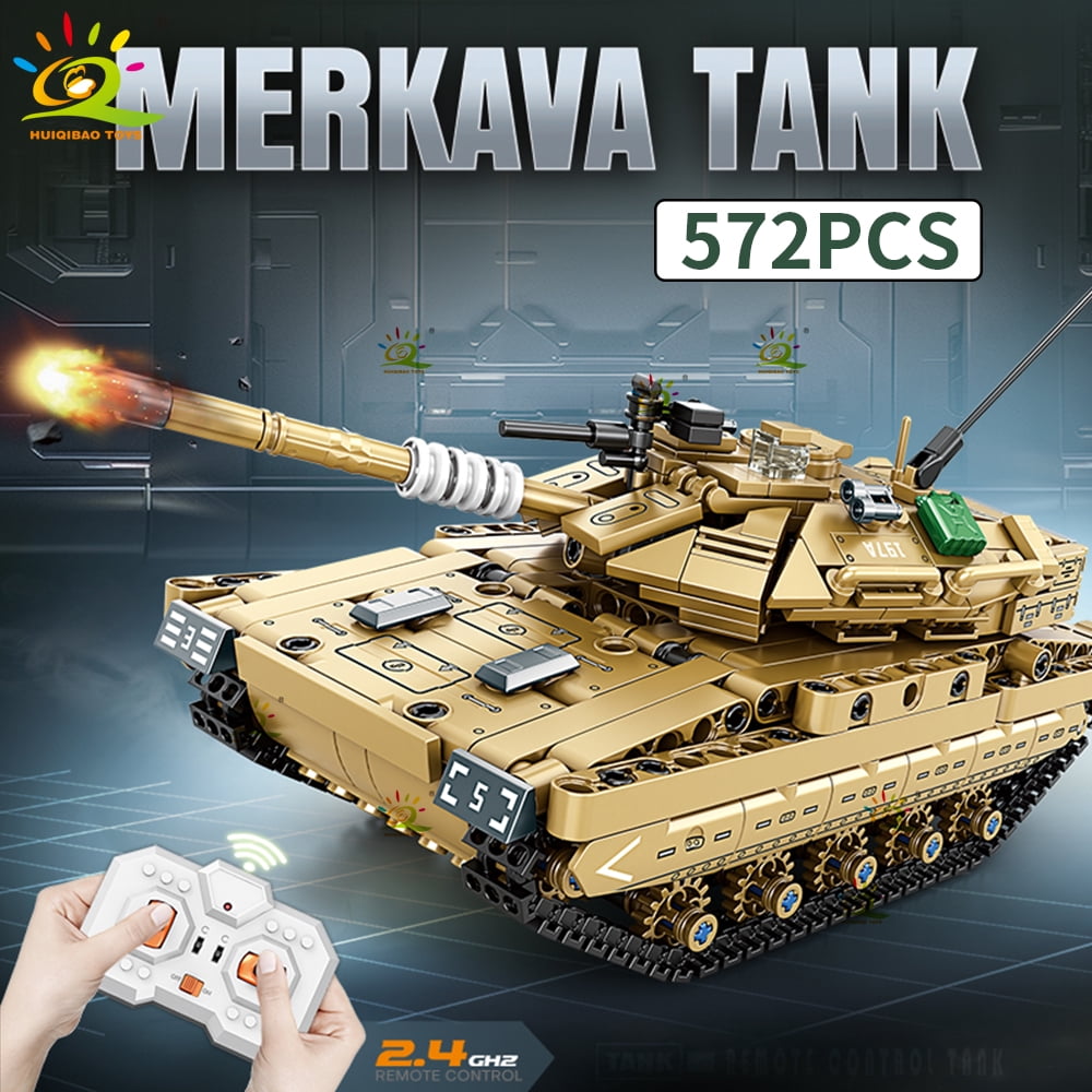 HUIQIBAO RC WW2 Military Tank Building Blocks Set for Children Remote ...