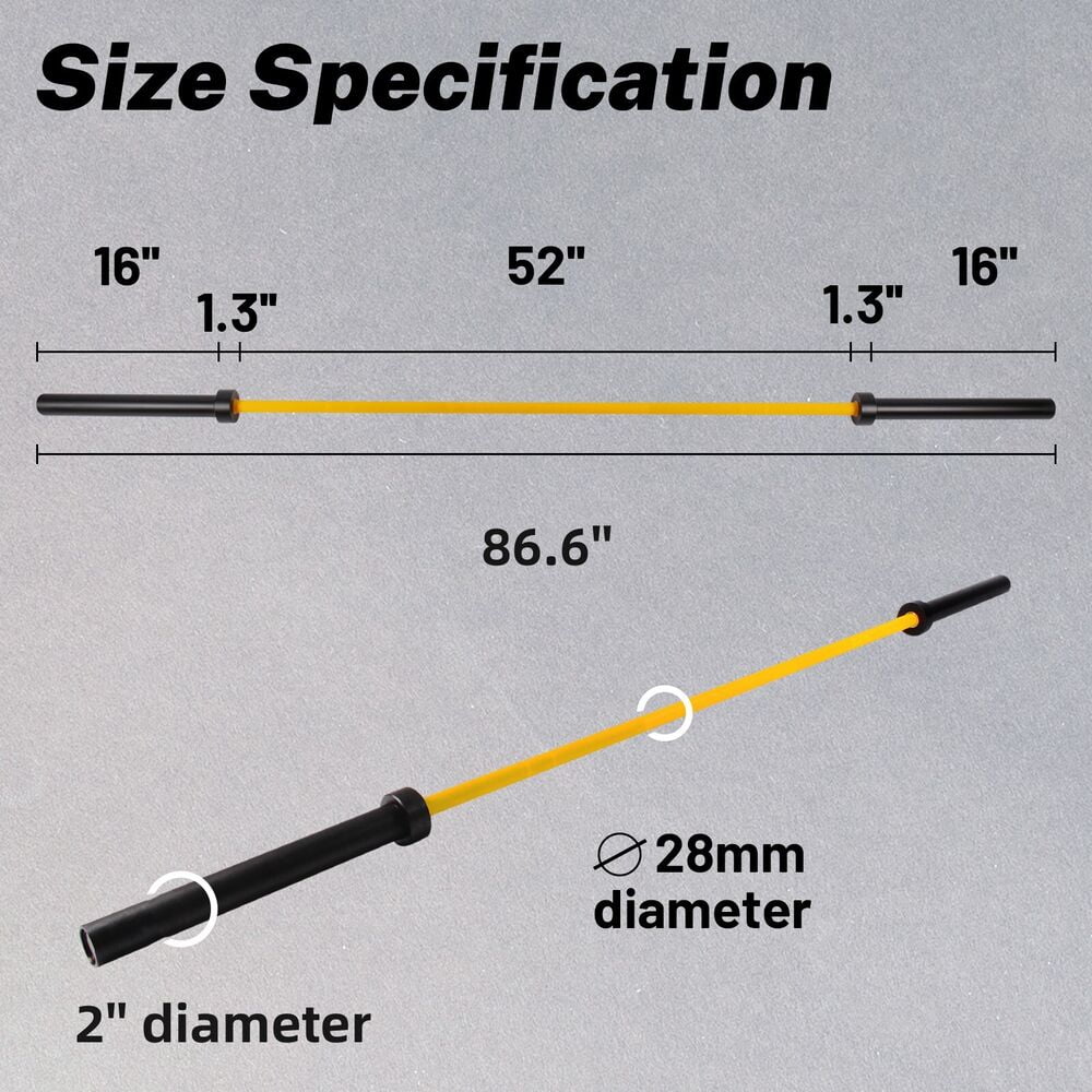 HUISHENG Olympic Barbell 7ft Weightlifting Bar Gym Strength Training ...