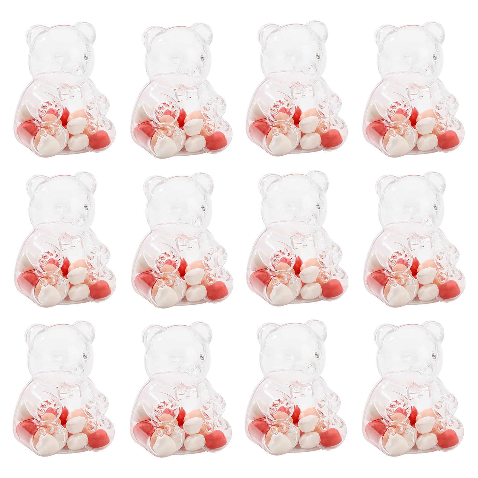 HUISZJ 12 Pack Gummy Bear Containers - Large Clear Plastic Container ...