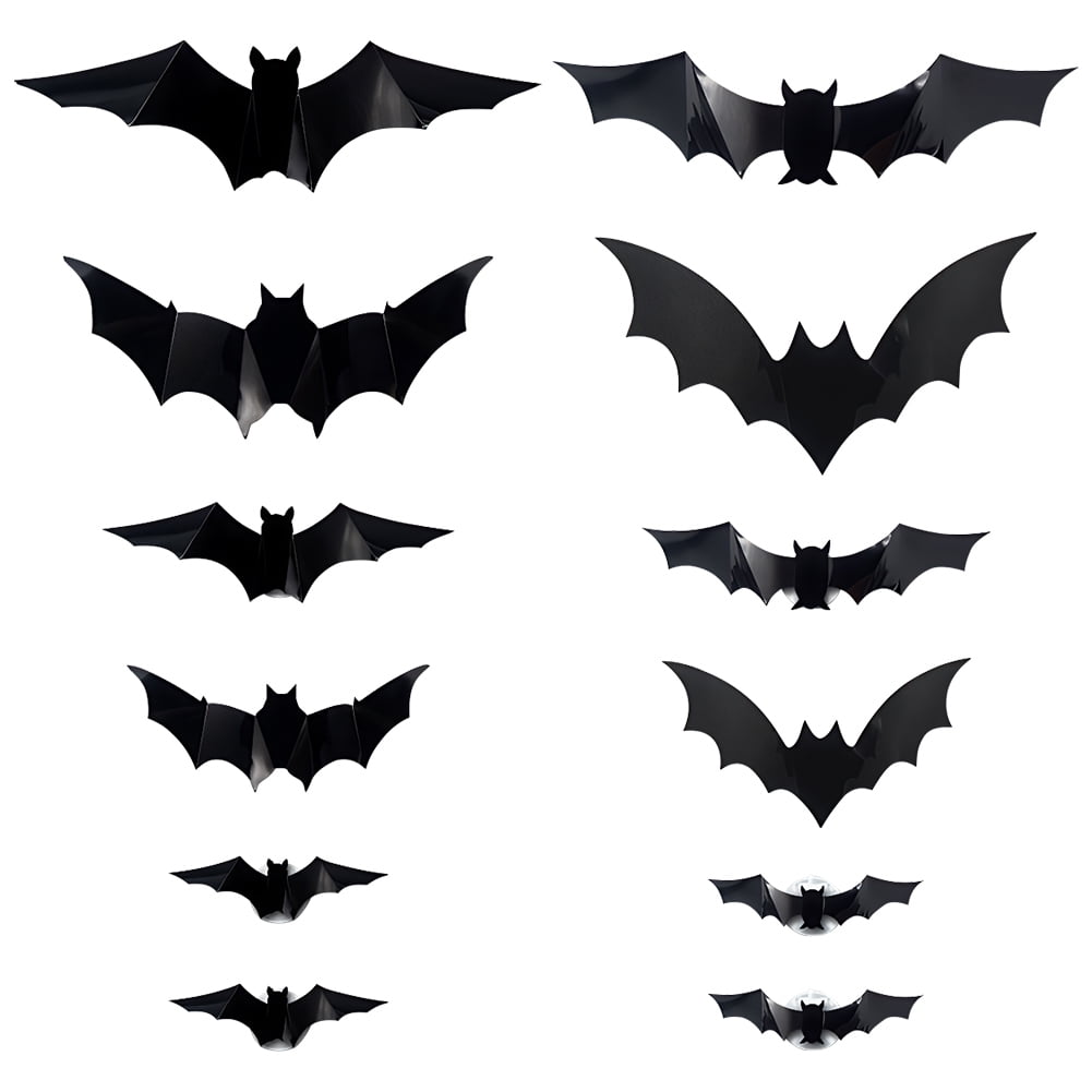 HUISZJ 12 Pcs Halloween Bats Wall Decor Lighted 3D Bat Stickers For ...