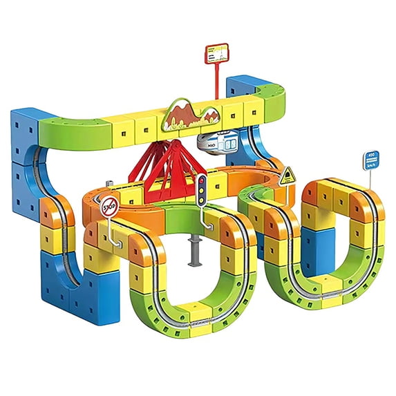 HUISZJ 123PCS Electric Gear Train Track Set - DIY Race Car Building ...
