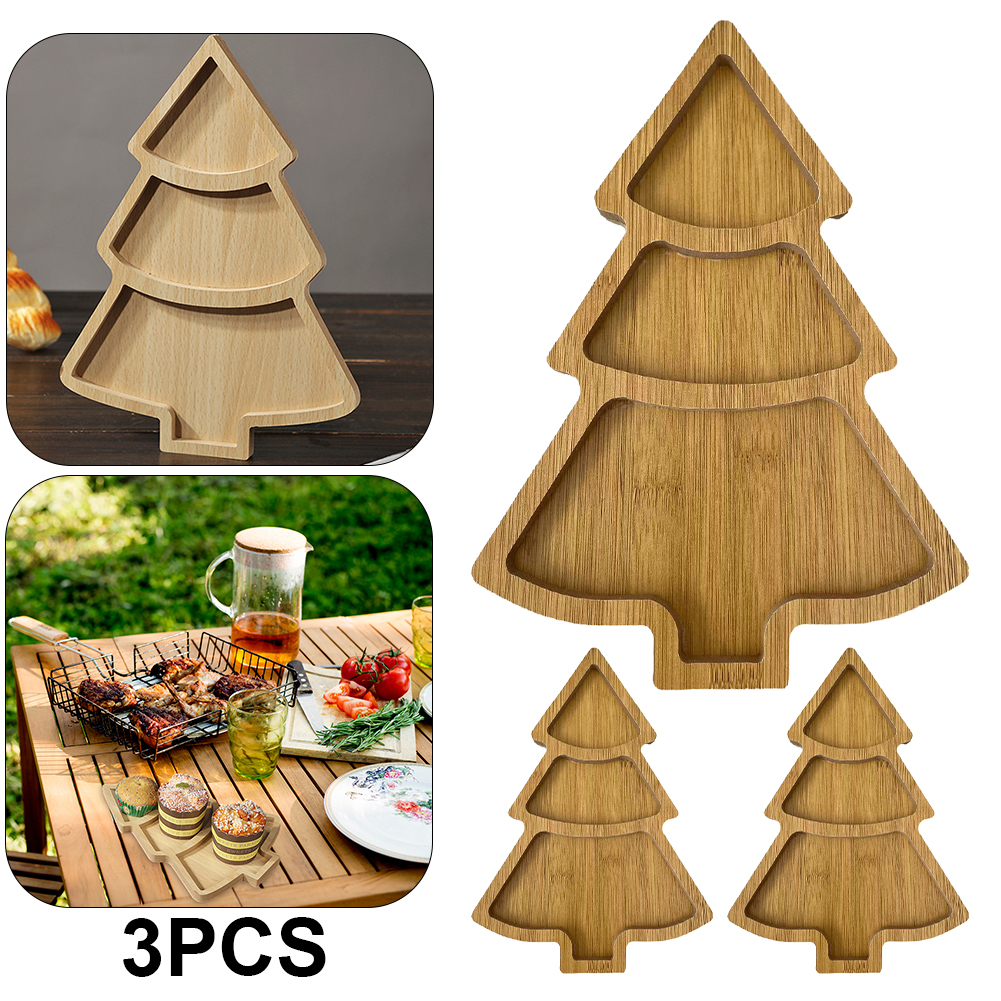 HUISZJ 3Pcs Serving Trays Christmas Tree with 3 Compartments - 10.9 ...