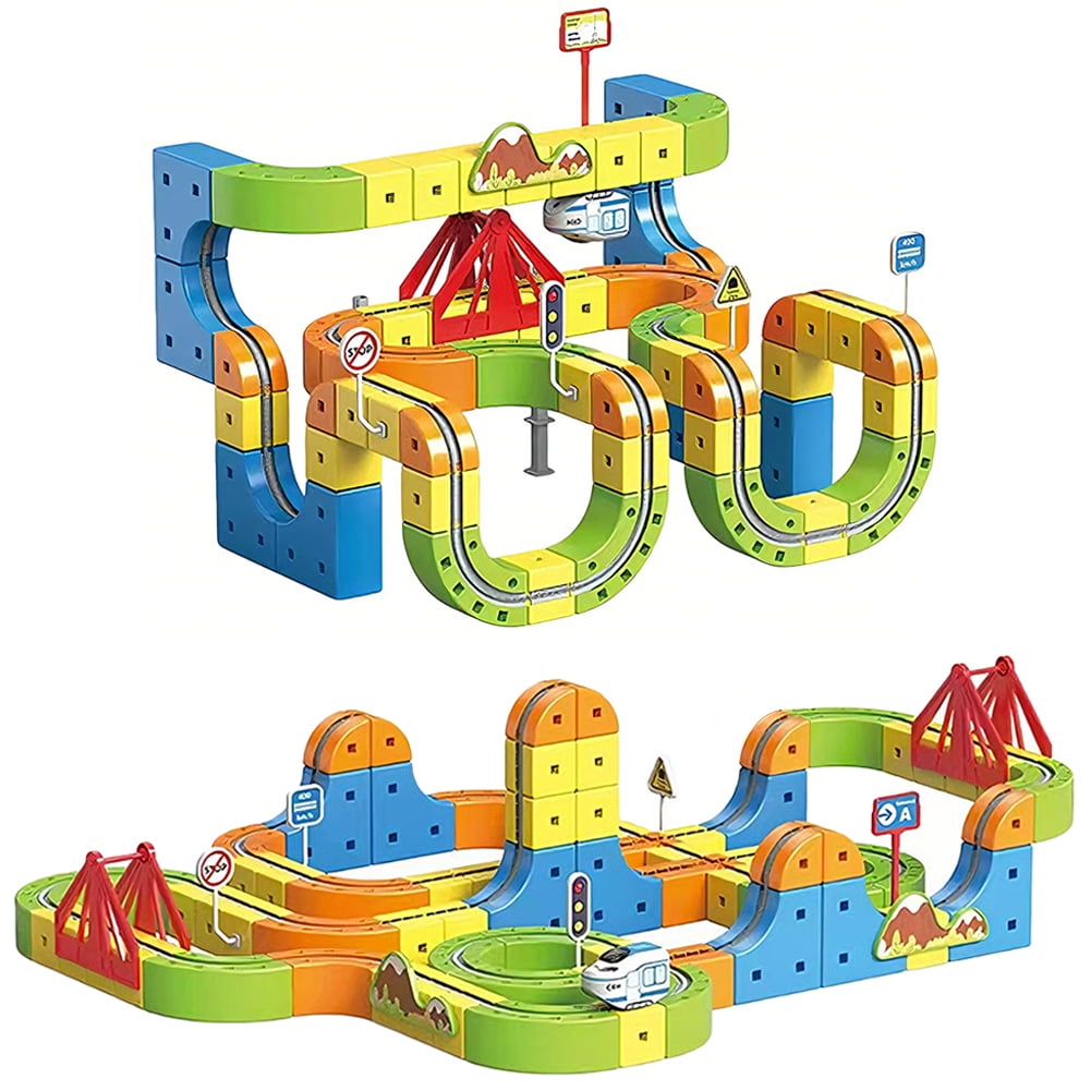 HUISZJ Electric Train Track Set, Magic Flexible Race Tracks Set with ...