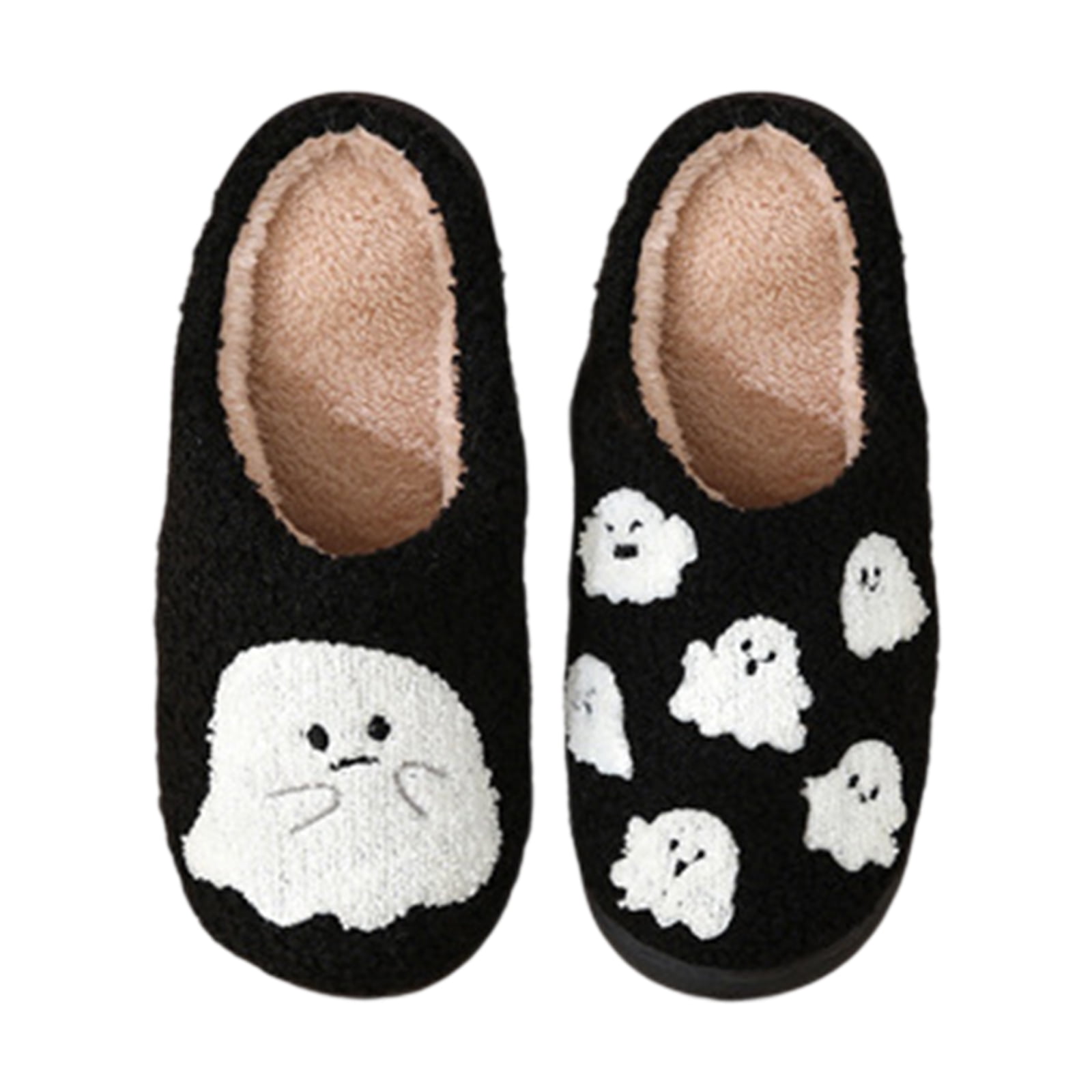 HUISZJ Halloween Flat Thermal Slippers Halloween Decor - Non-Slip Safe ...