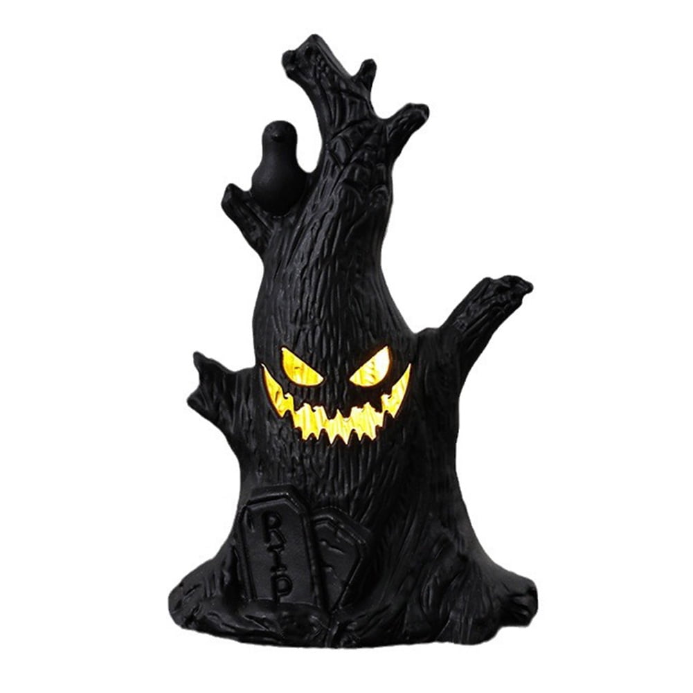 HUISZJ Halloween Led Tree Statue Battery Operated Scary Tree Face Decor ...