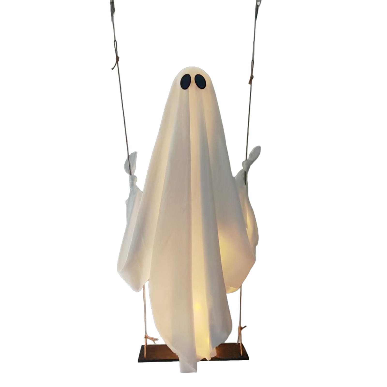 HUISZJ Hanging Swing Ghost With String Lights For Front Porch Yard Tree ...