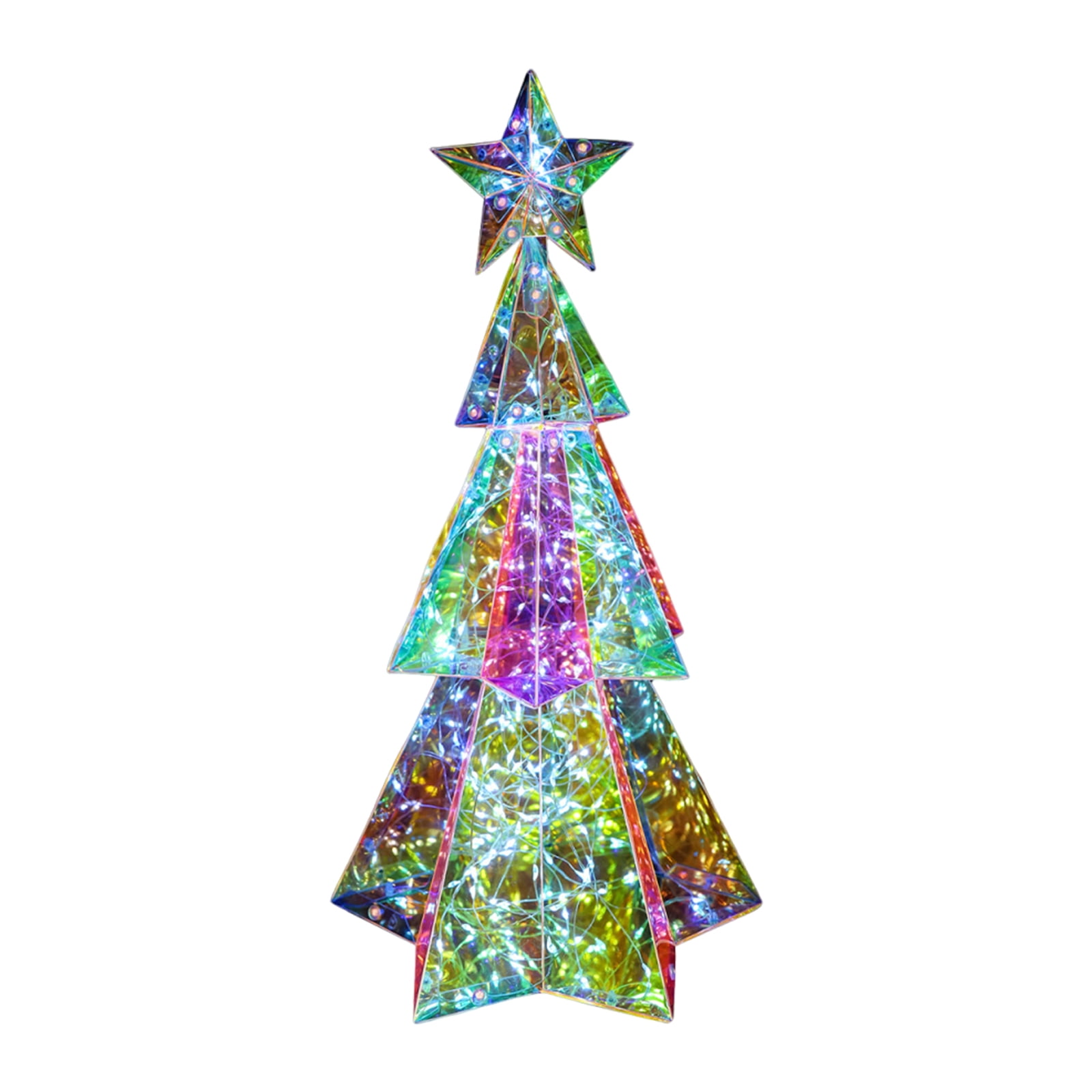 HUISZJ Prismatic LED Christmas Trees Iridescent Magical 3D Prisms ...