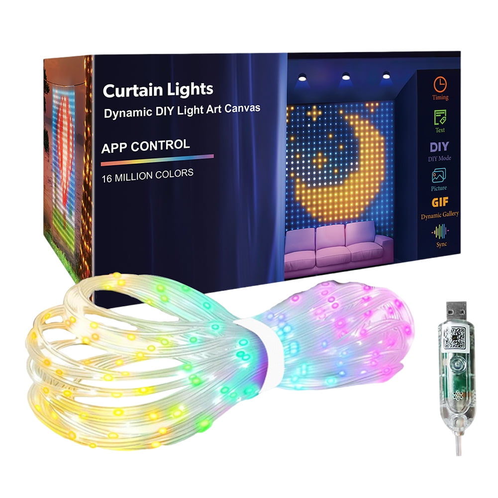 HUISZJ Smart Led Curtain Lights Rgb Fairy Lights Timing For Room Decor ...