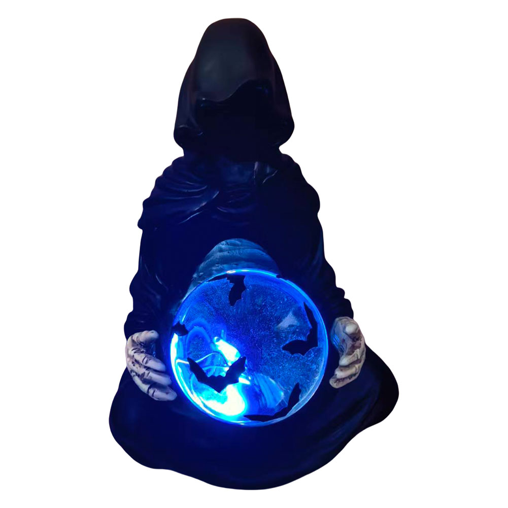HUISZJ The Death Gods Crystal Ball Halloween Grim Reaper Statue ...