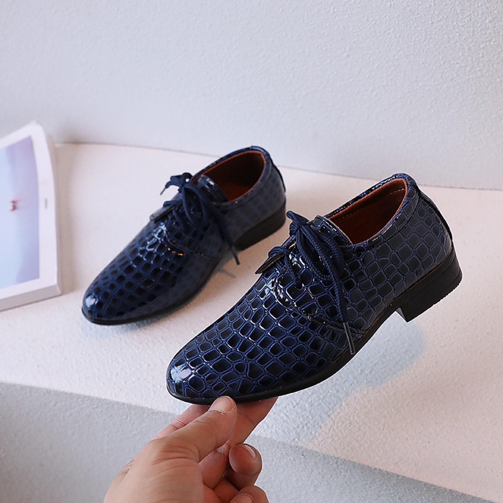 HUITKMM Boys Leather Shoes Four Seasons New Pattern Pointed Low Heel ...