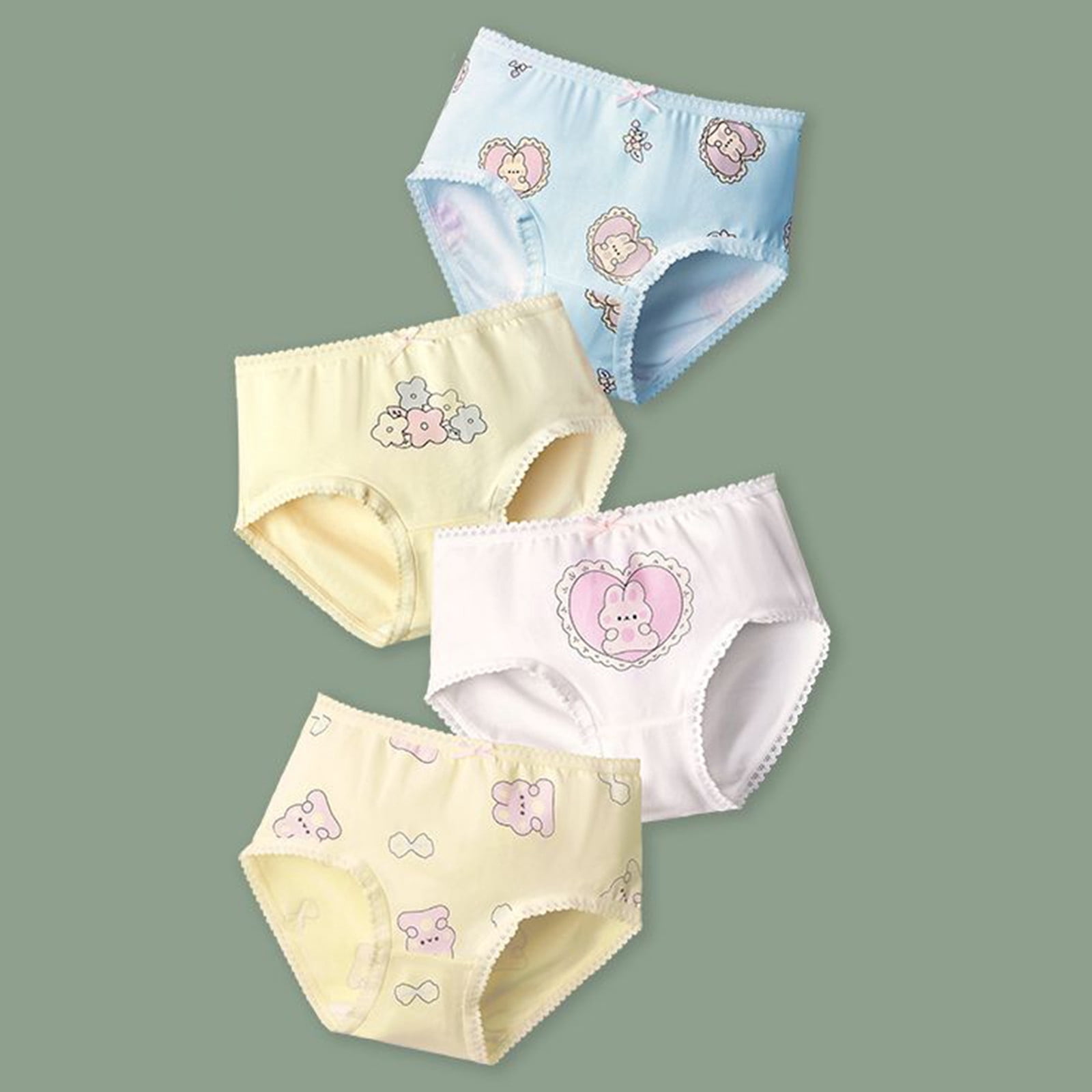 HUITKMM Girls Underwear 4 Pack Girls Cotton Underwear Cute Girl & Bear ...